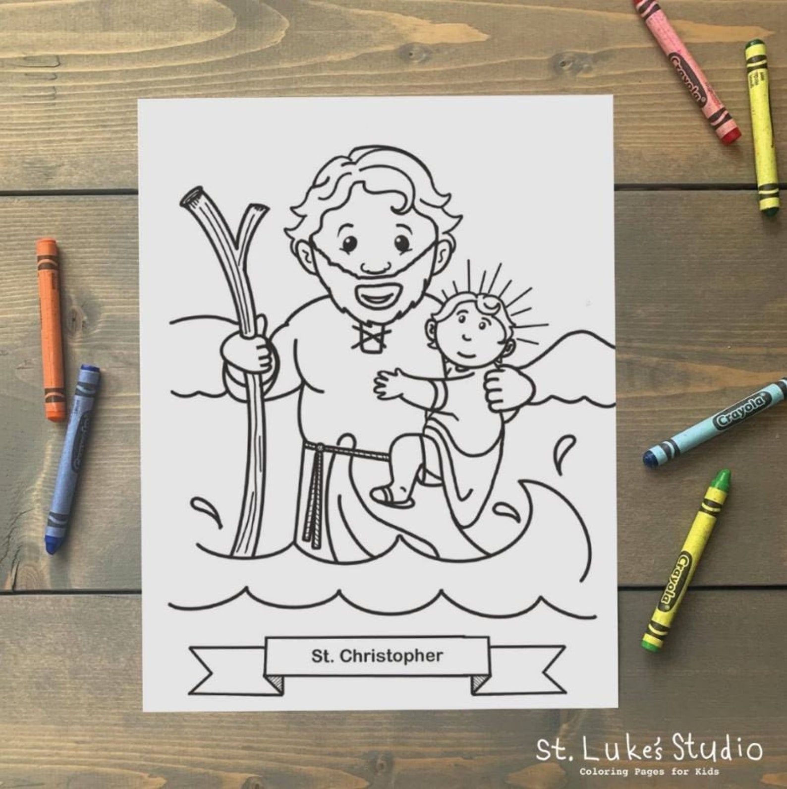 St. Christopher Coloring Page for Catholic Kids - Digital Download ...