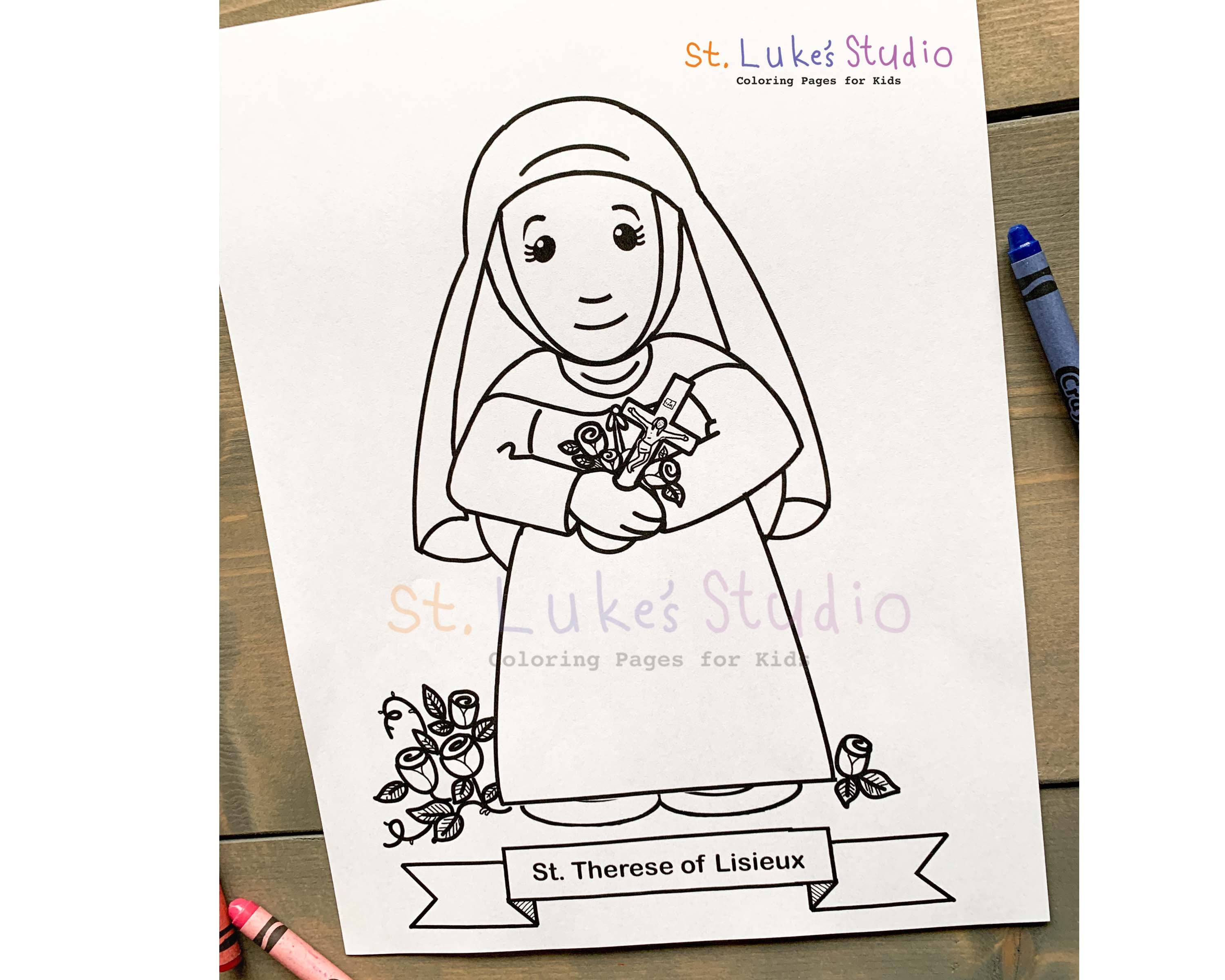 St. Therese of Lisieux Coloring Page for Catholic Kids - Digital ...
