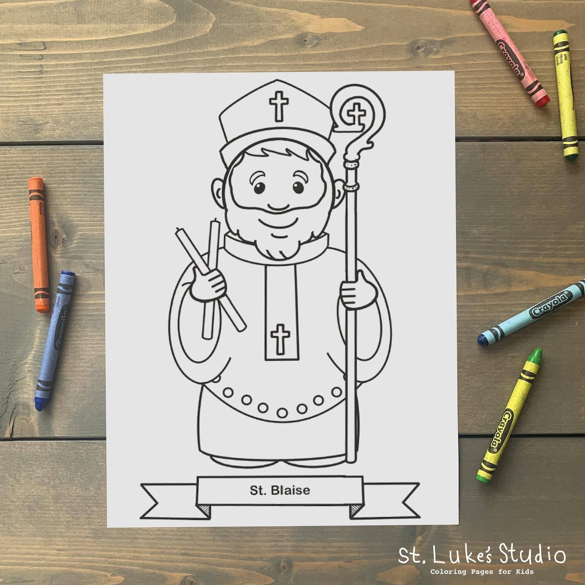 St. Blaise Coloring Page for Catholic Kids - Digital Download - Print ...