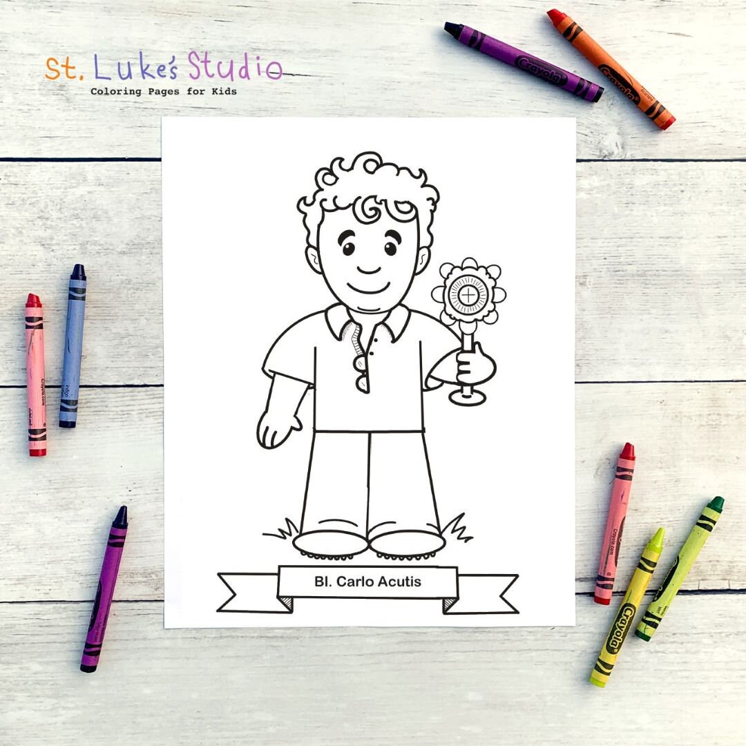 St. Carlo Acutis Coloring Page for Catholic Kids - Digital Download ...