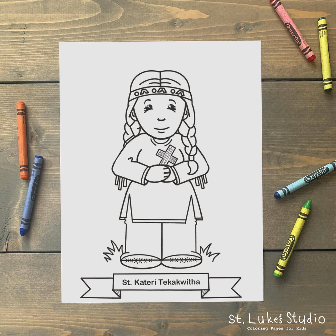 St Kateri Tekakwitha Coloring Page for Catholic Kids - Digital Download ...
