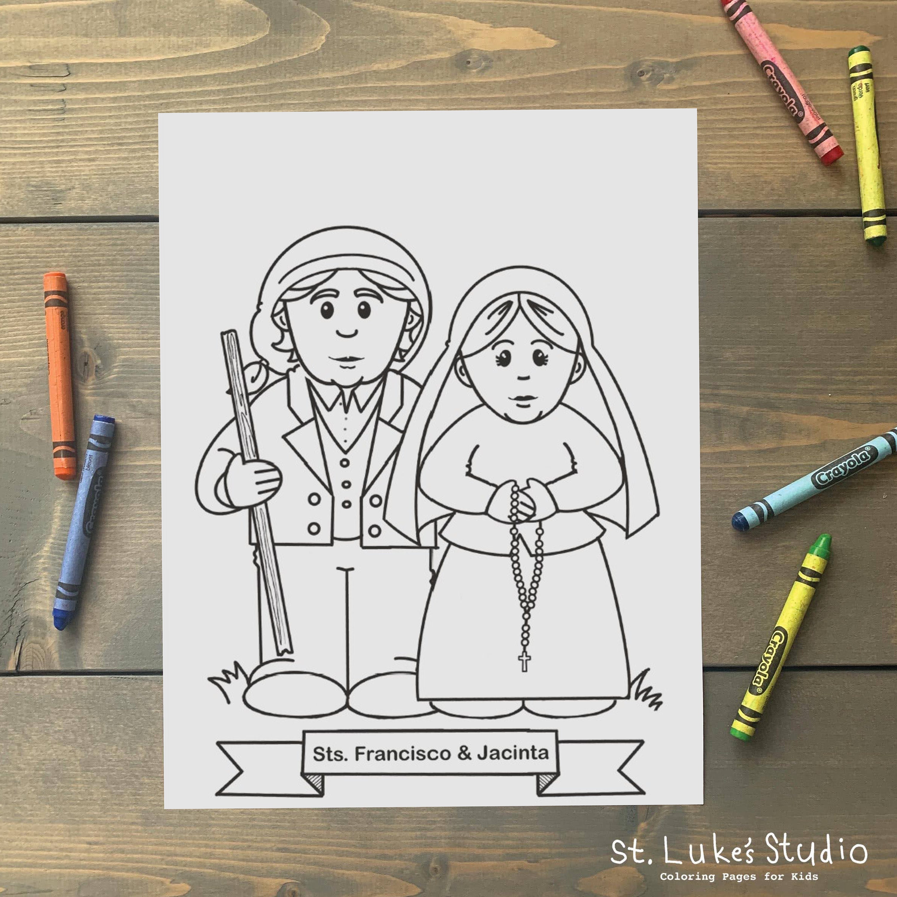 Sts Francisco & Jacinta Marto Coloring Page for Catholic Kids - Digital ...