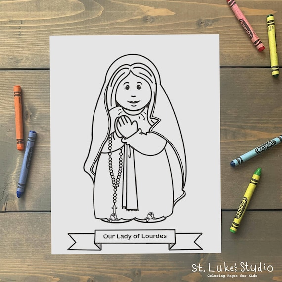 Our Lady of Lourdes Coloring Page for Catholic Kids Digital | Etsy