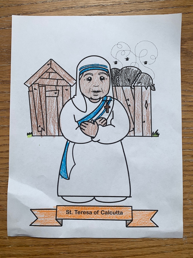 St. Mother Teresa of Calcutta Coloring Page for Catholic Kids - Digital ...