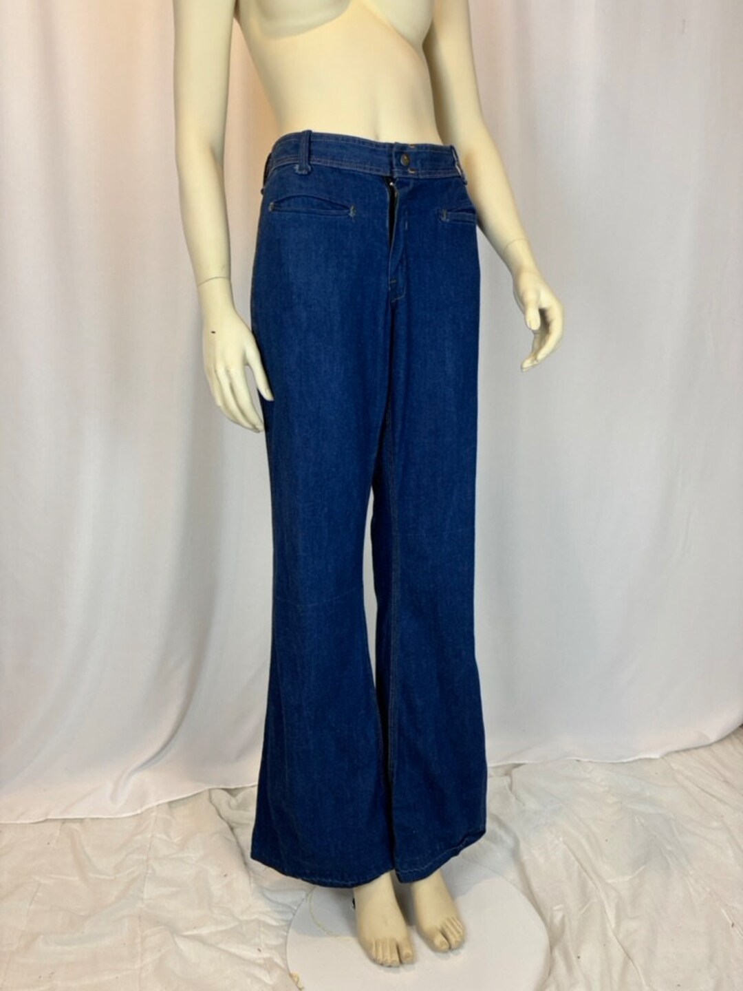 Size M/L - 1970s Vintage Dark Blue Bell Bottoms/ Groovy Vintage/ Bell ...