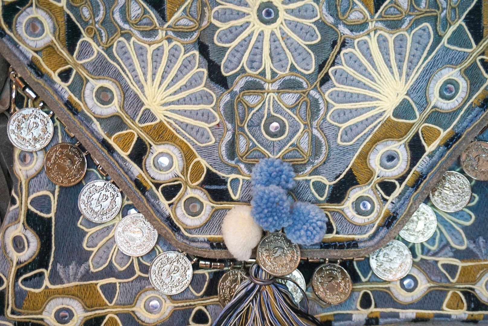 Y2k Style Anthropologie Ibban Neutral Embroidered Hand Made Clutch With ...