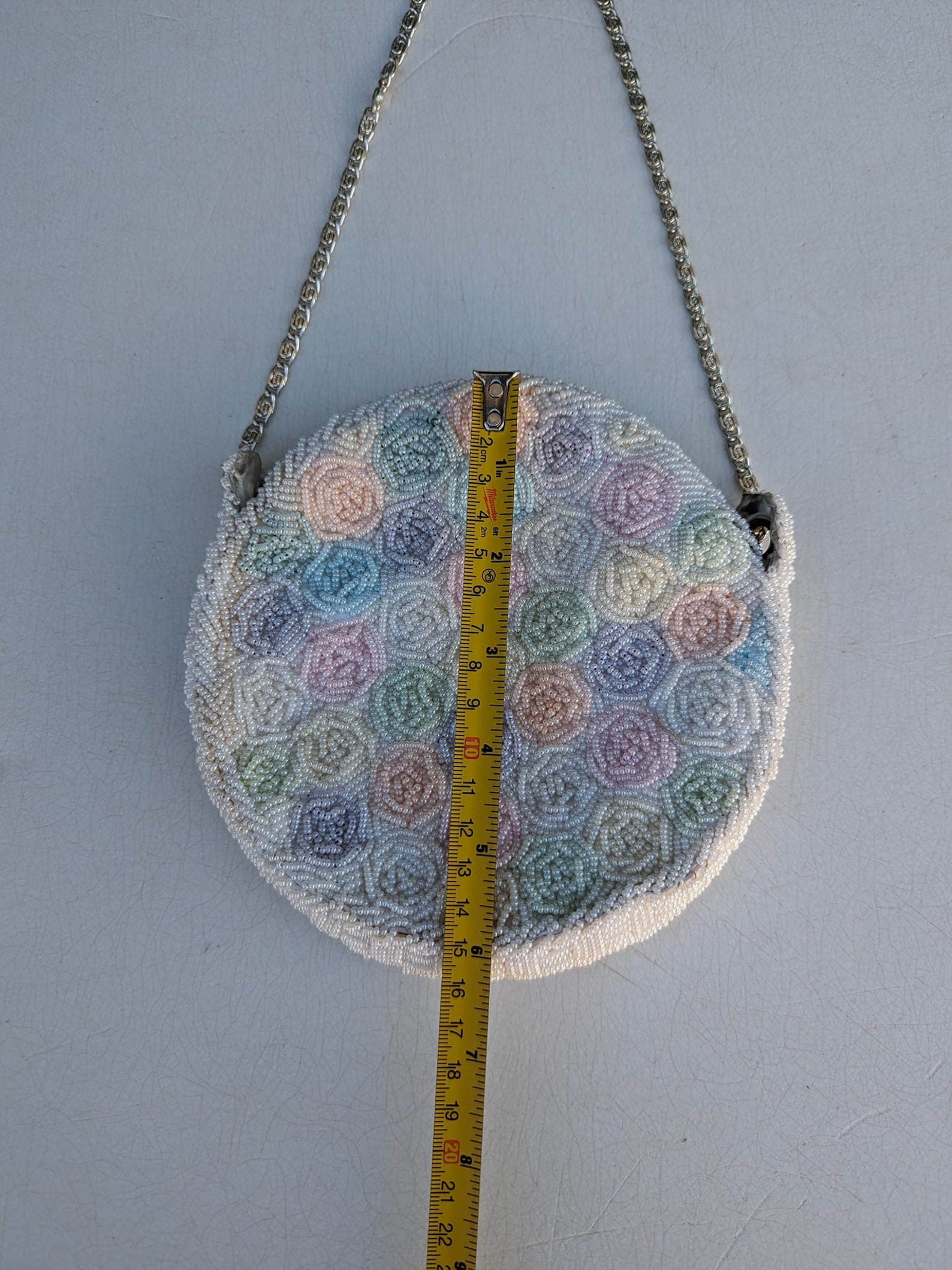 1950s/60s Vintage Multicolored Pastel Rose Beaded Purse With Chain ...