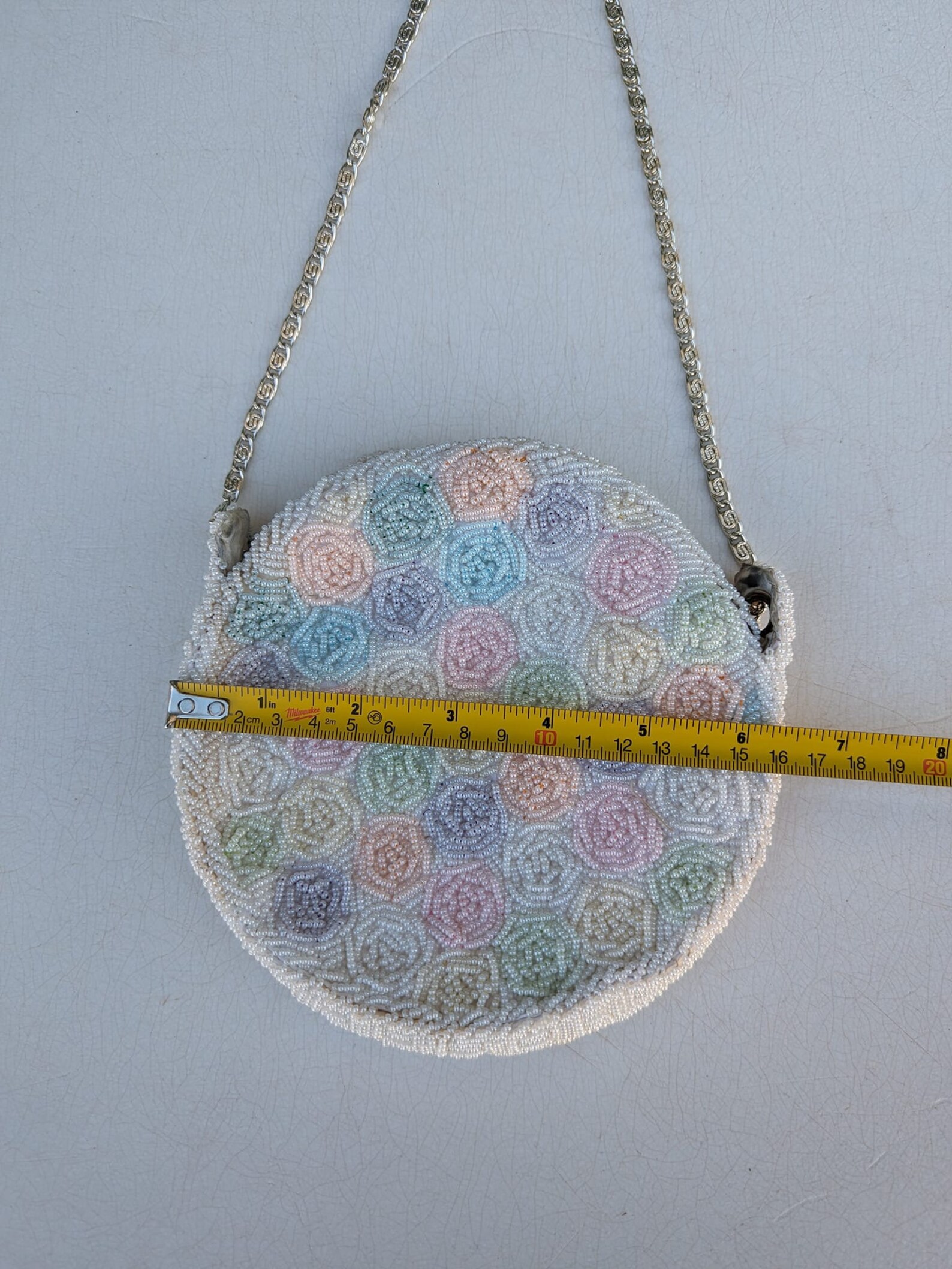 1950s/60s Vintage Multicolored Pastel Rose Beaded Purse With Chain ...