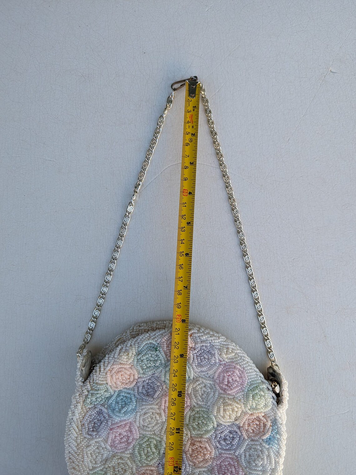 1950s/60s Vintage Multicolored Pastel Rose Beaded Purse With Chain ...