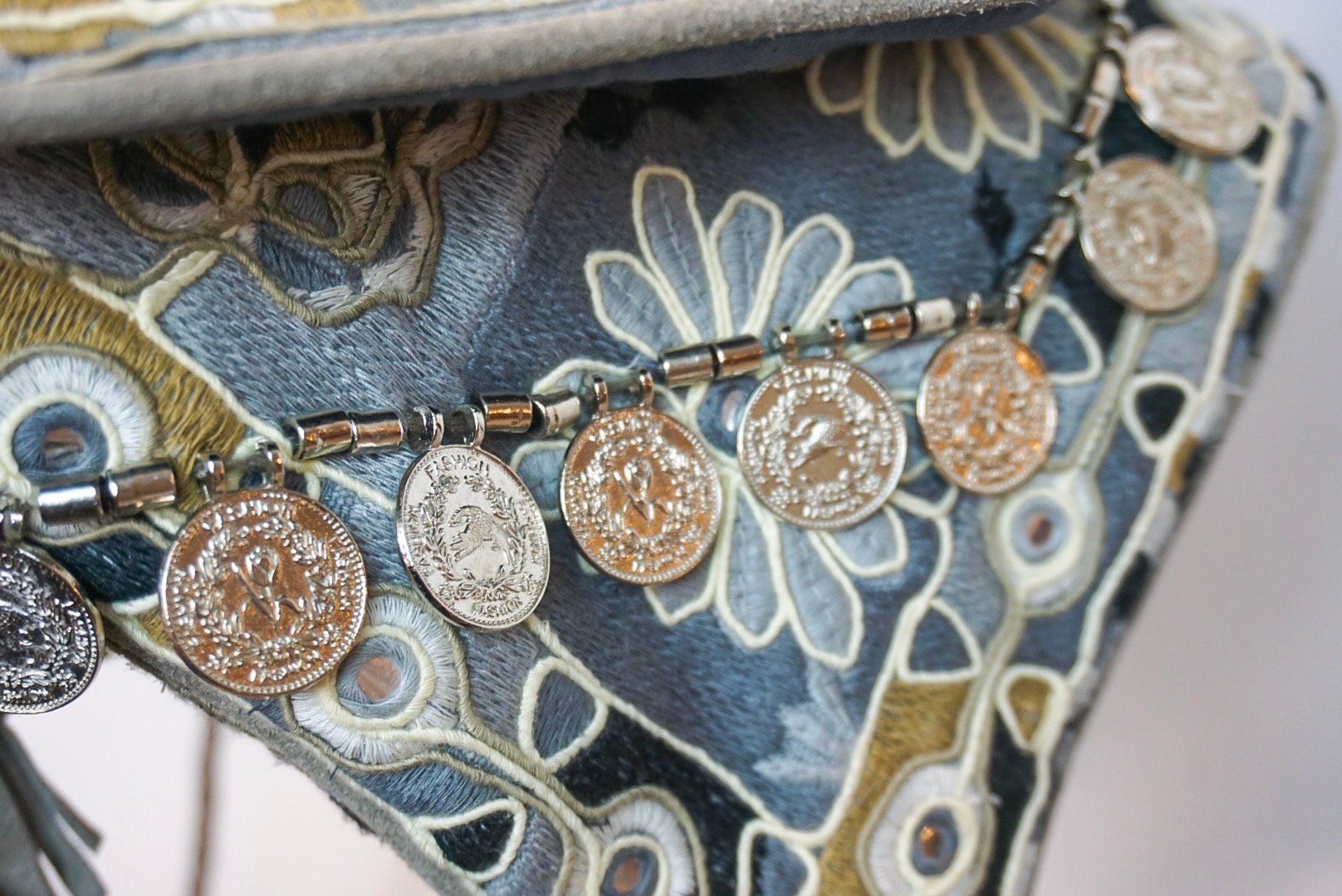 Y2k Style Anthropologie Ibban Neutral Embroidered Hand Made Clutch With ...