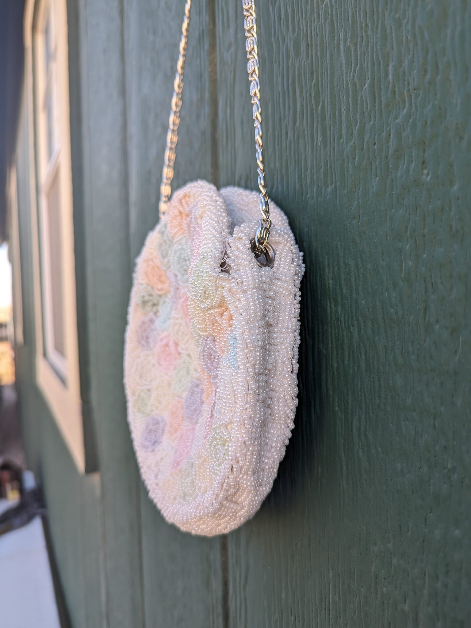 1950s/60s Vintage Multicolored Pastel Rose Beaded Purse With Chain ...