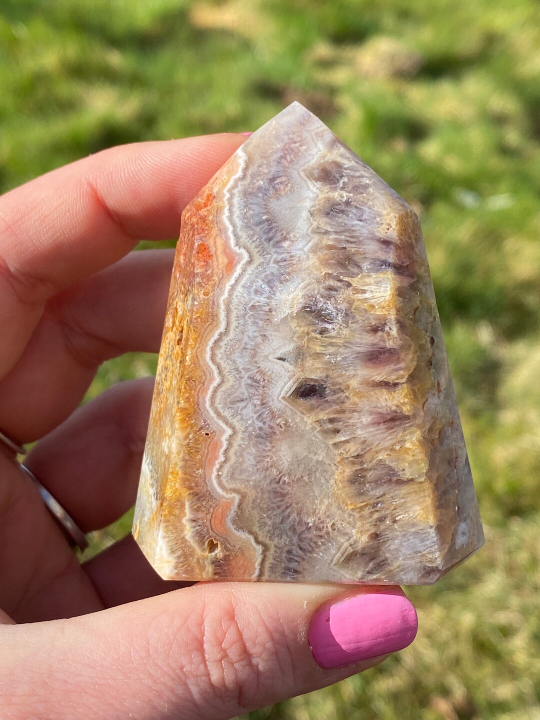 Enchanted Quartz Tower Point: Chalcedony Amethyst Jasper Healing ...