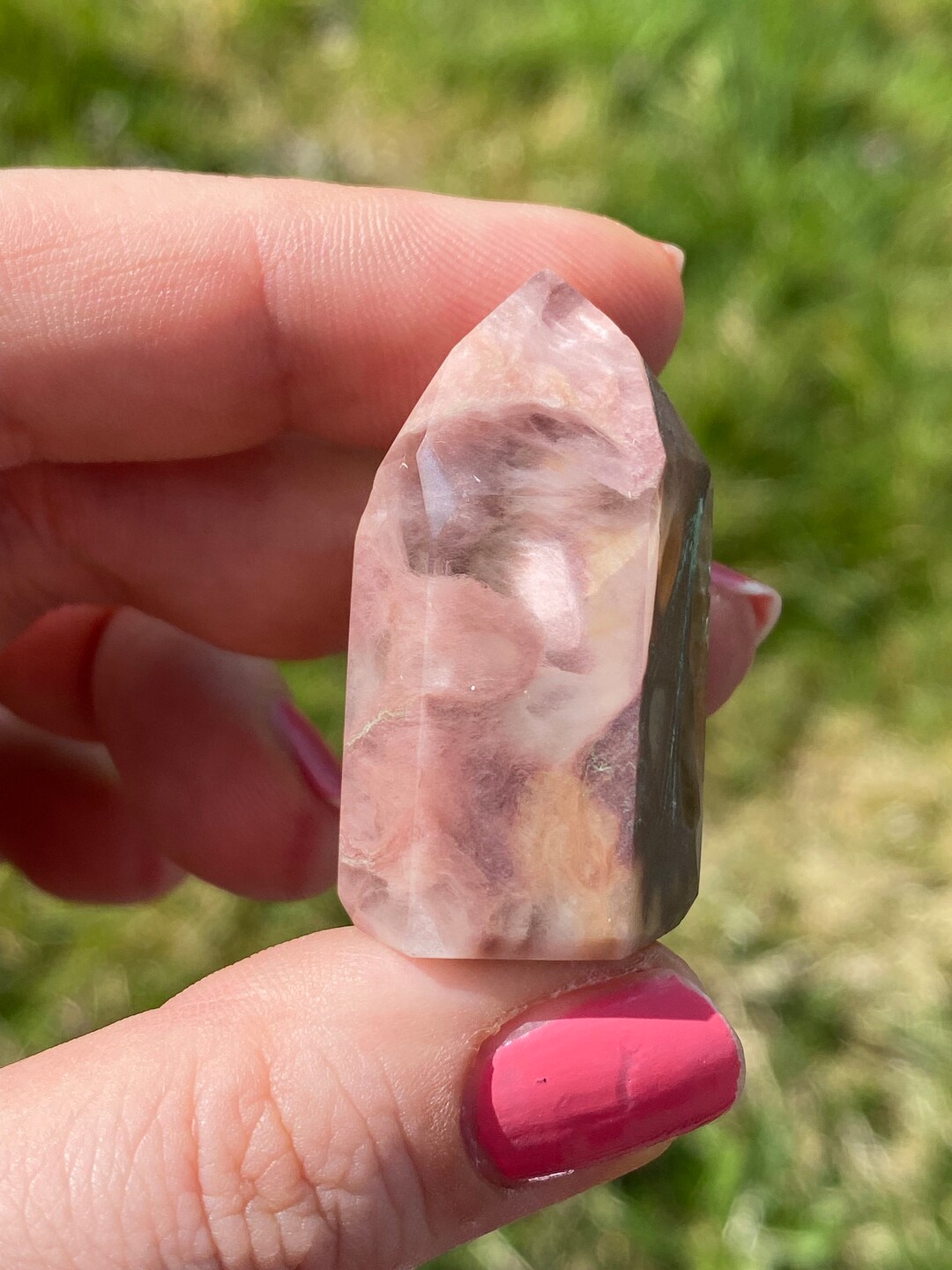 Rare Pink Amphibole Angel Wings Quartz High Quality Semi Polished Point ...