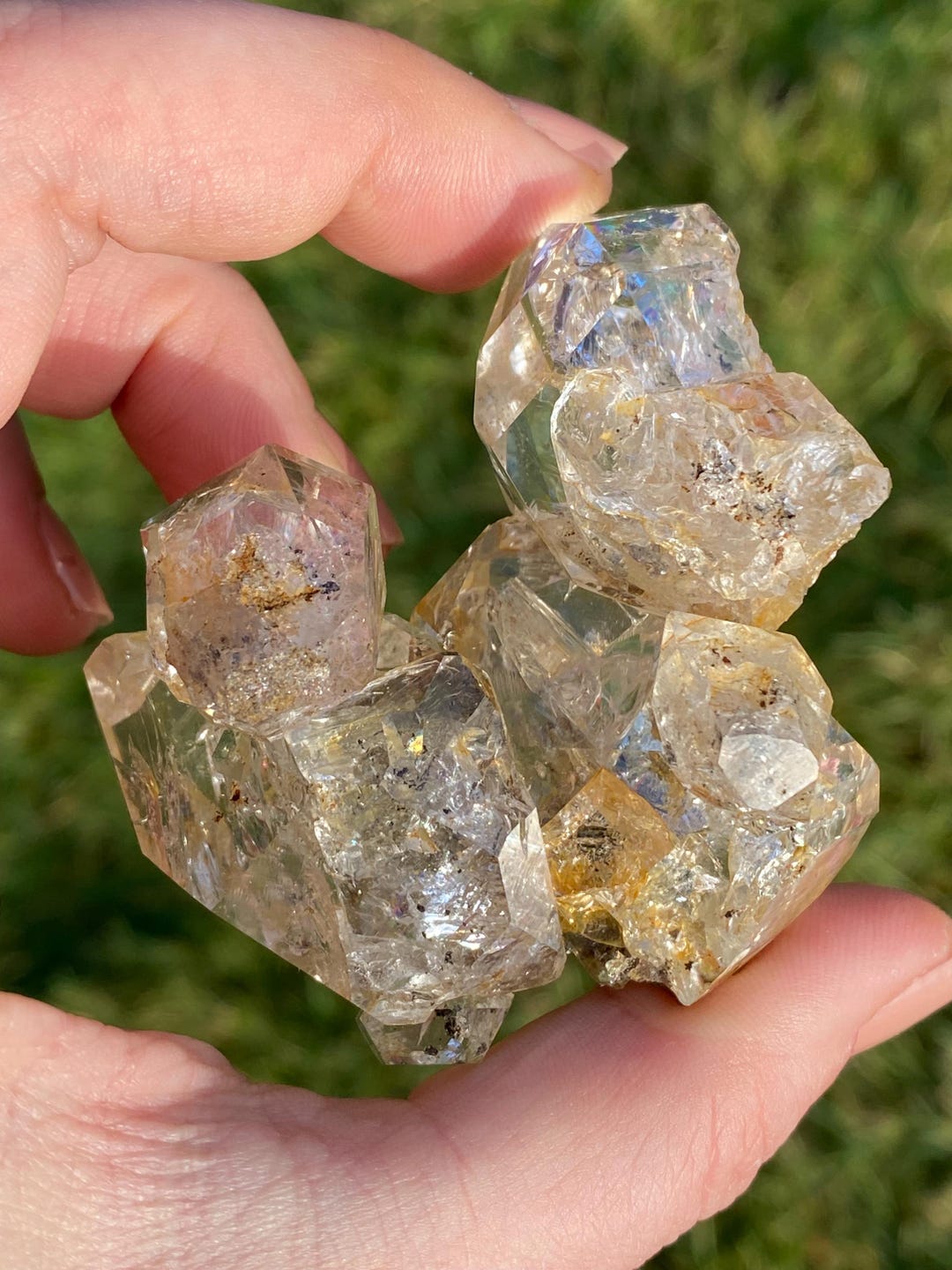 Herkimer Diamond Cluster: Golden Healer Quartz Crystal From Diamond ...