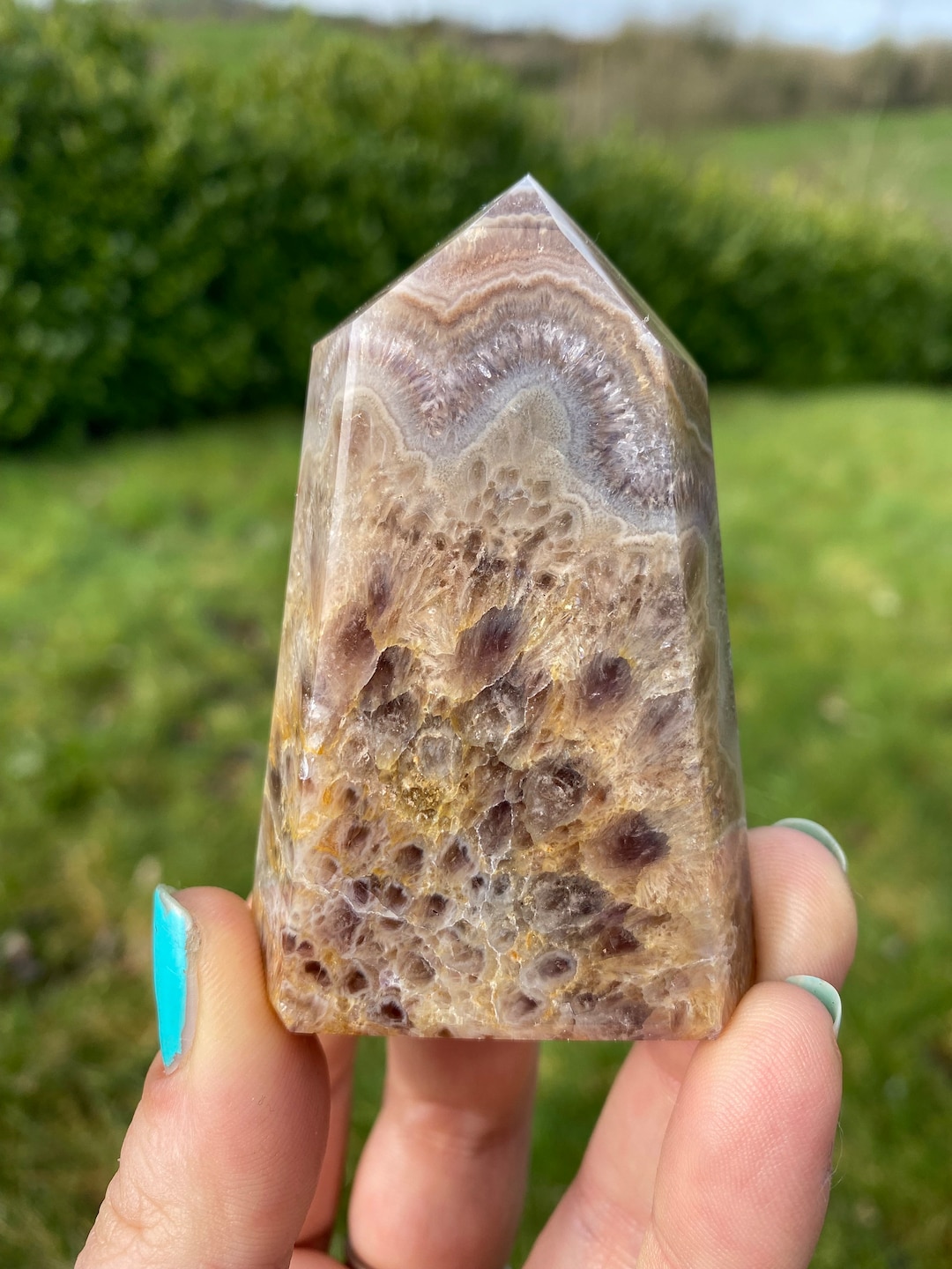 Enchanted Quartz Tower Point: Chalcedony Amethyst Jasper Crystal - Etsy