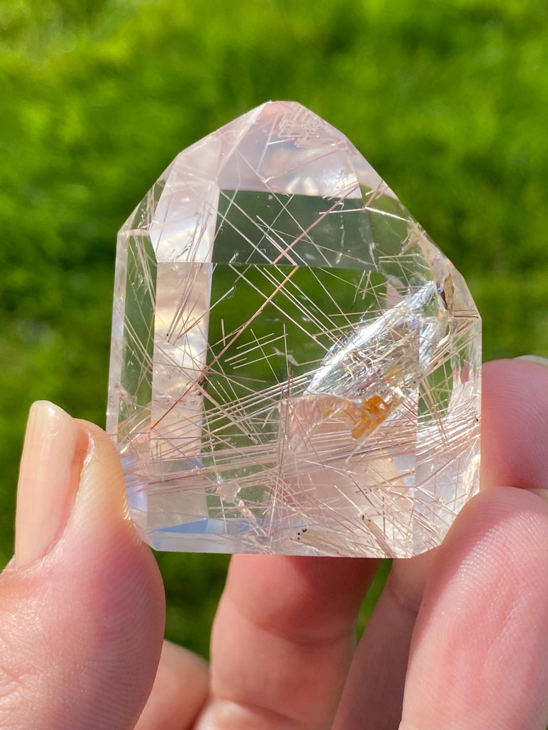 Rare Silver Rutile Rutilated Quartz Natural Polished Crystal Point ...