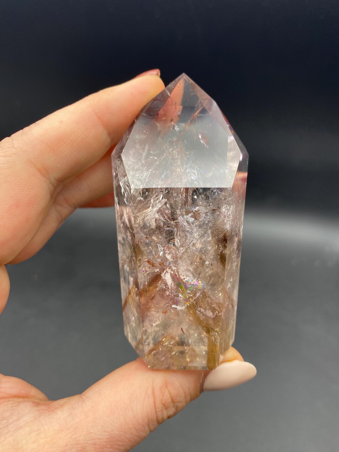 UV Reactive Powellite Amethyst Quartz Tower Brazilian Rainbow Amethyst ...
