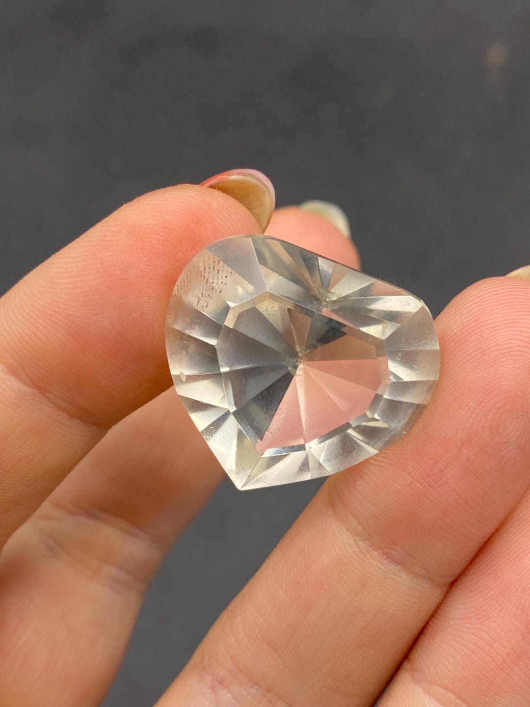 47.5cts Brazilian Clear Quartz Heart Diamond Gemstone Energy Extractor ...