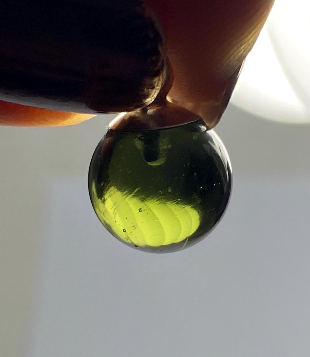 Genuine Moldavite Sphere 12.92mm Set in Sterling Silver 925. Hand ...