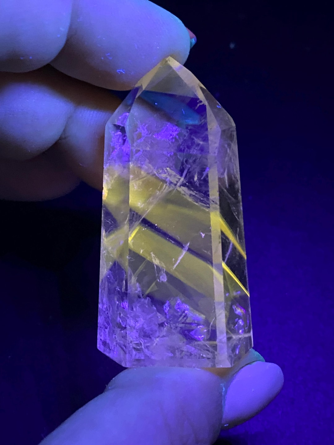UV Reactive Phantom Powellite Quartz Tower Brazilian Rainbow Crystal ...