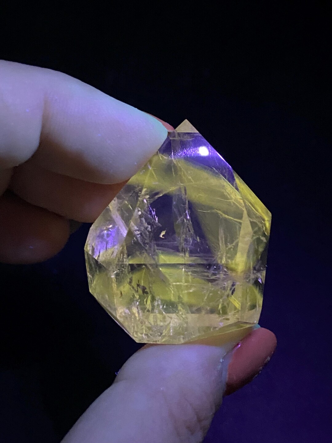 UV Reactive Phantom Powellite Quartz Tower: Brazilian Rainbow Crystal ...