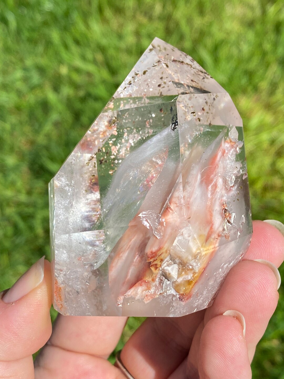 Rare AAA Pink Amphibole With Epidote Inclusions Angel Wings Quartz ...