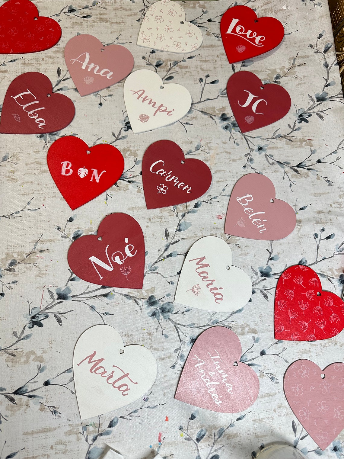 Pair of Hearts With Custom Lettering, Two Wood Hearts With Name ...