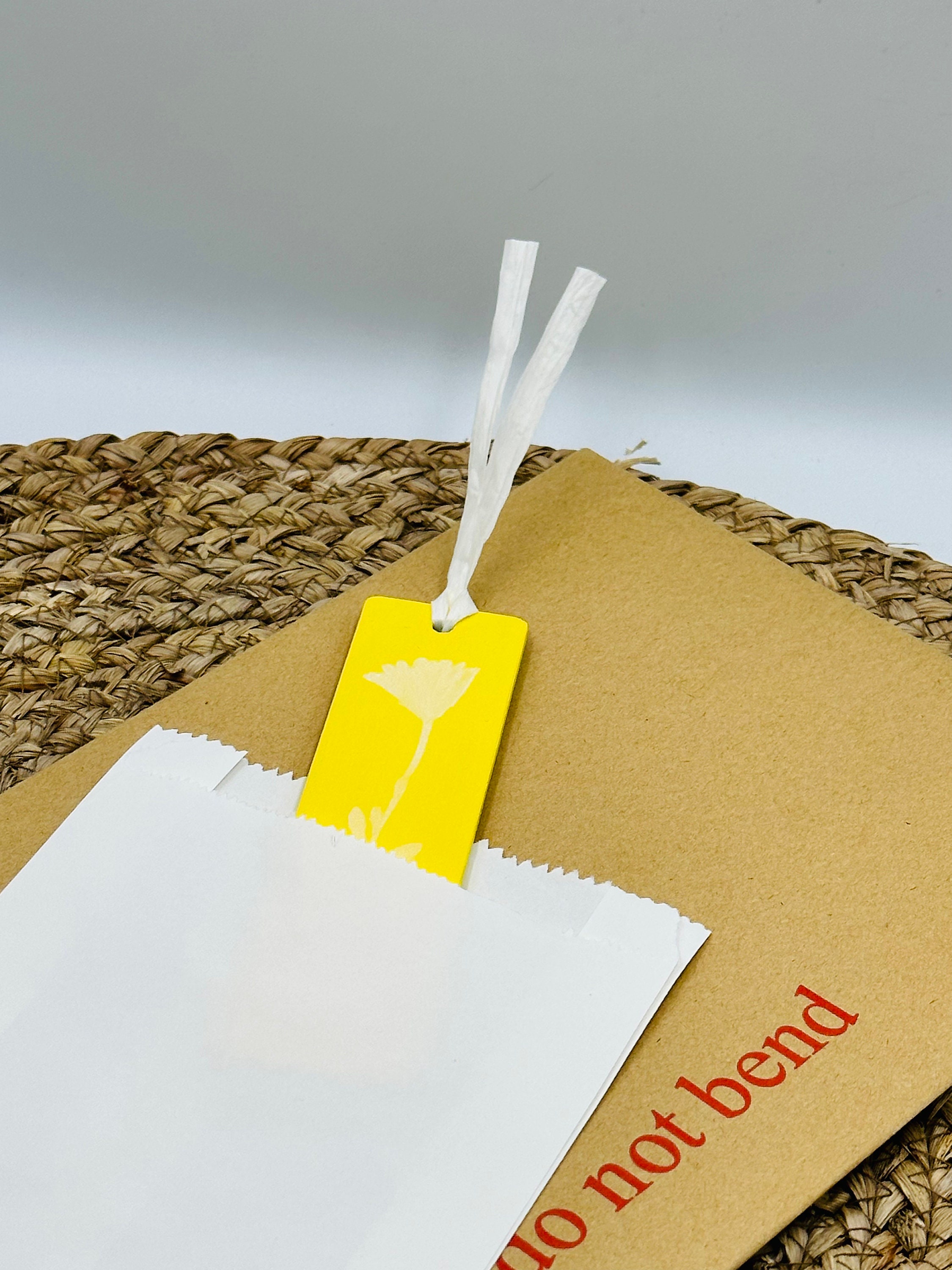 Pastel Yellow Bookmark With Long White Flower Yellow Wood - Etsy