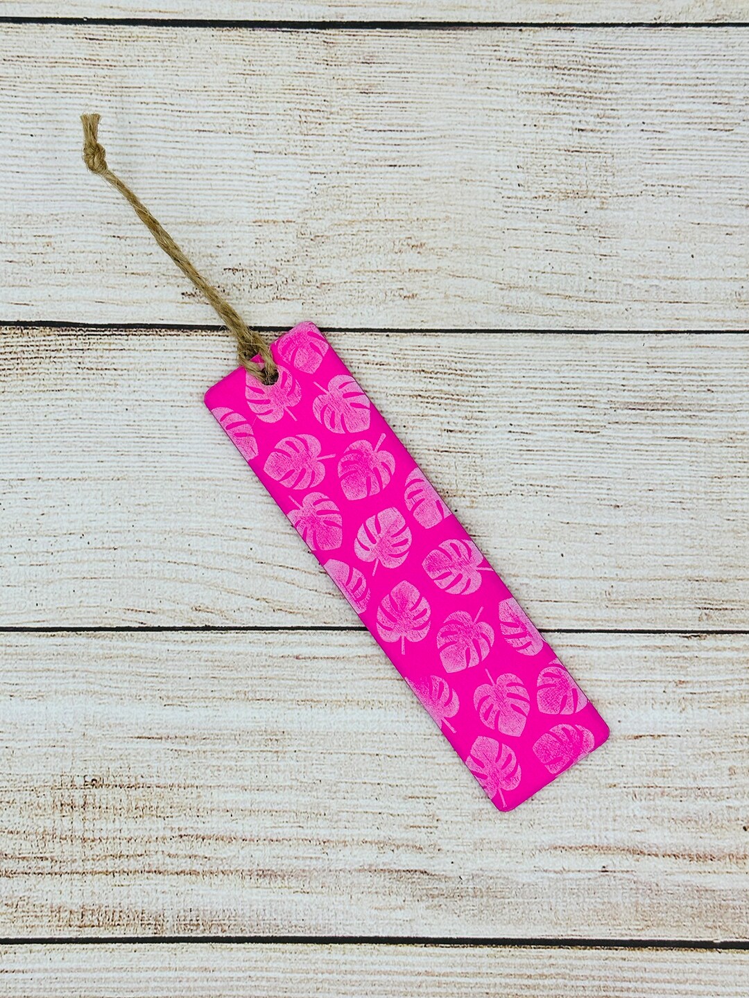 Fucsia Bookmark With Monstera Leaves, Fucsia Wood Bookmark, Botanical ...