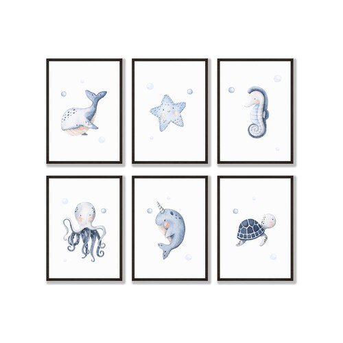 SEA LIFE PRINTS Sea Creature Wall Art Sea Animal Prints - Etsy