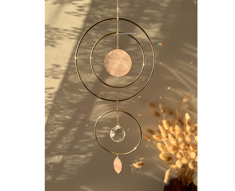 Meera Light Gold Hoop Suncatcher Home Decor With Two Big Rose - Etsy
