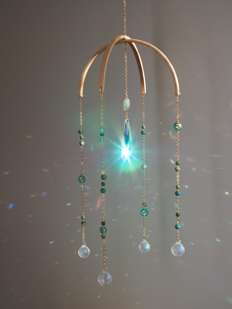 Suncatcher Crystal Mobile - Green Aventurine Hanging Decor- Diya- Baby ...