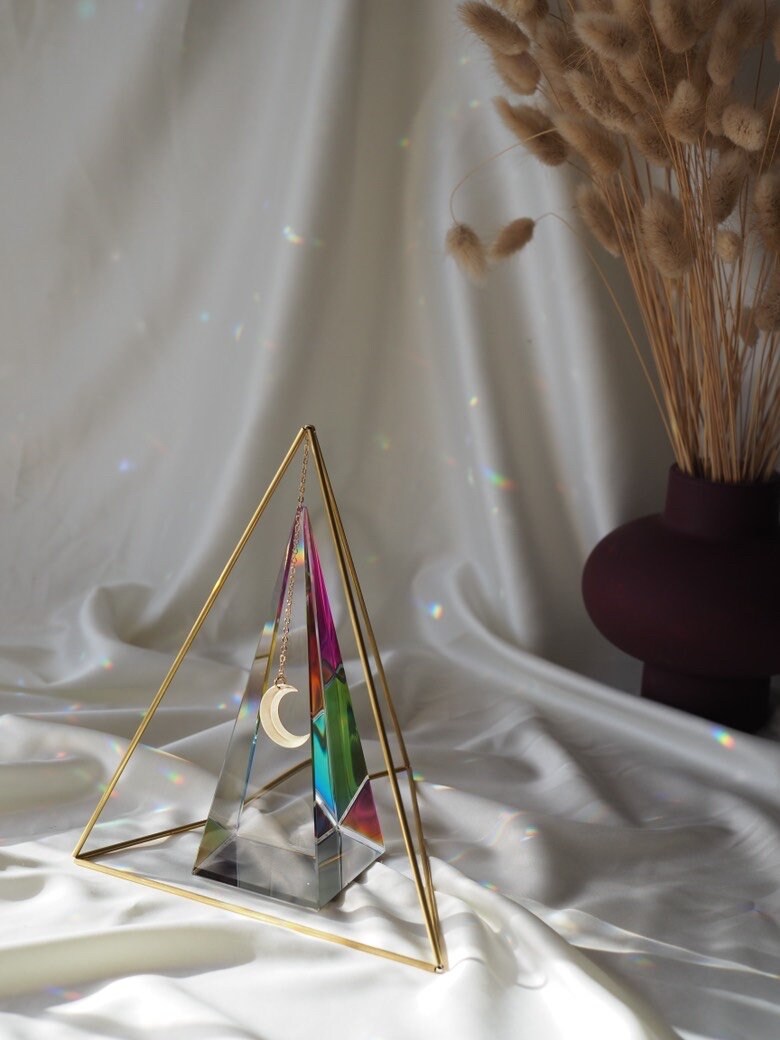 Big Glass Triangle Rainbow Prism Desk Decor Geometric Decor - Etsy