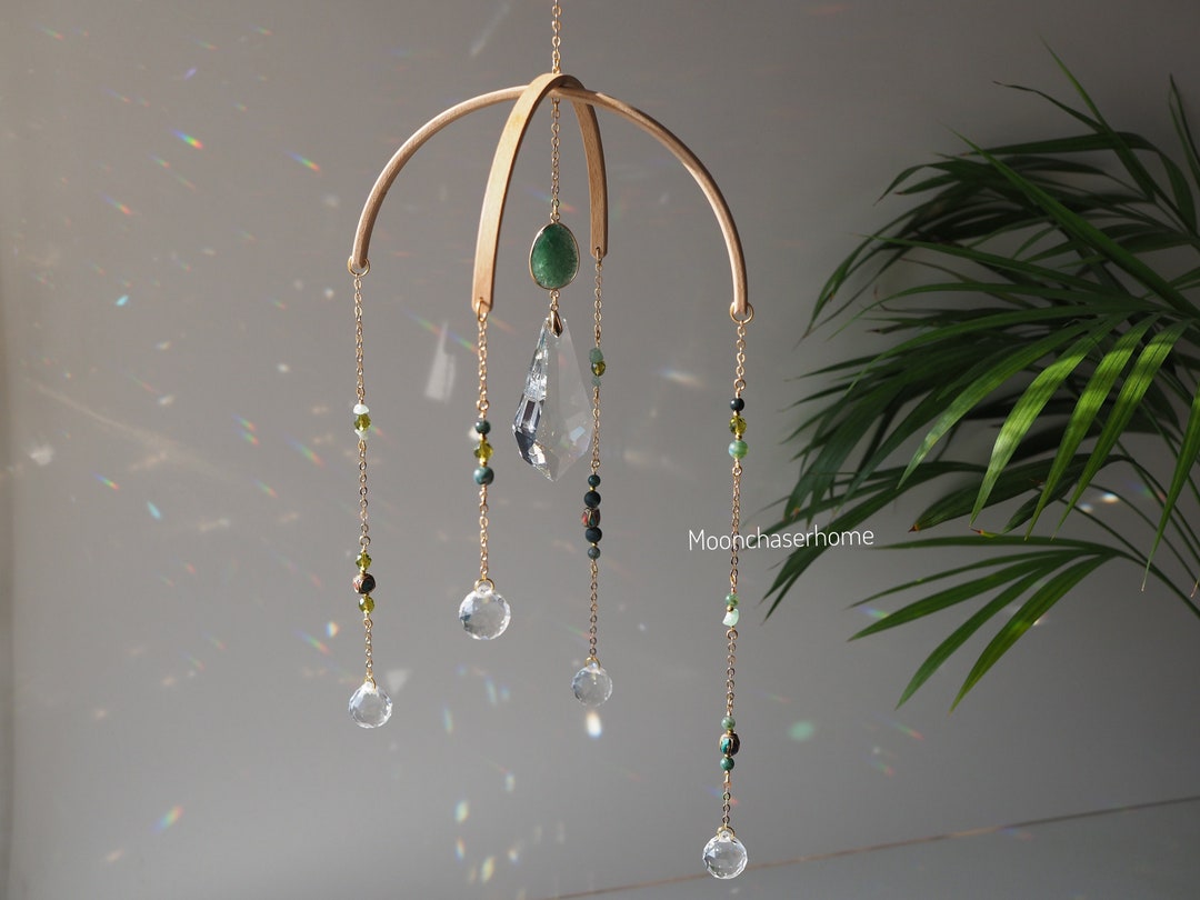 Suncatcher Crystal Mobile - Green Aventurine Hanging Decor- Diya- Baby ...