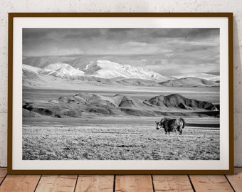 Mountain Landscape Tibetan Yak Wall Art Mongolia Printable | Etsy