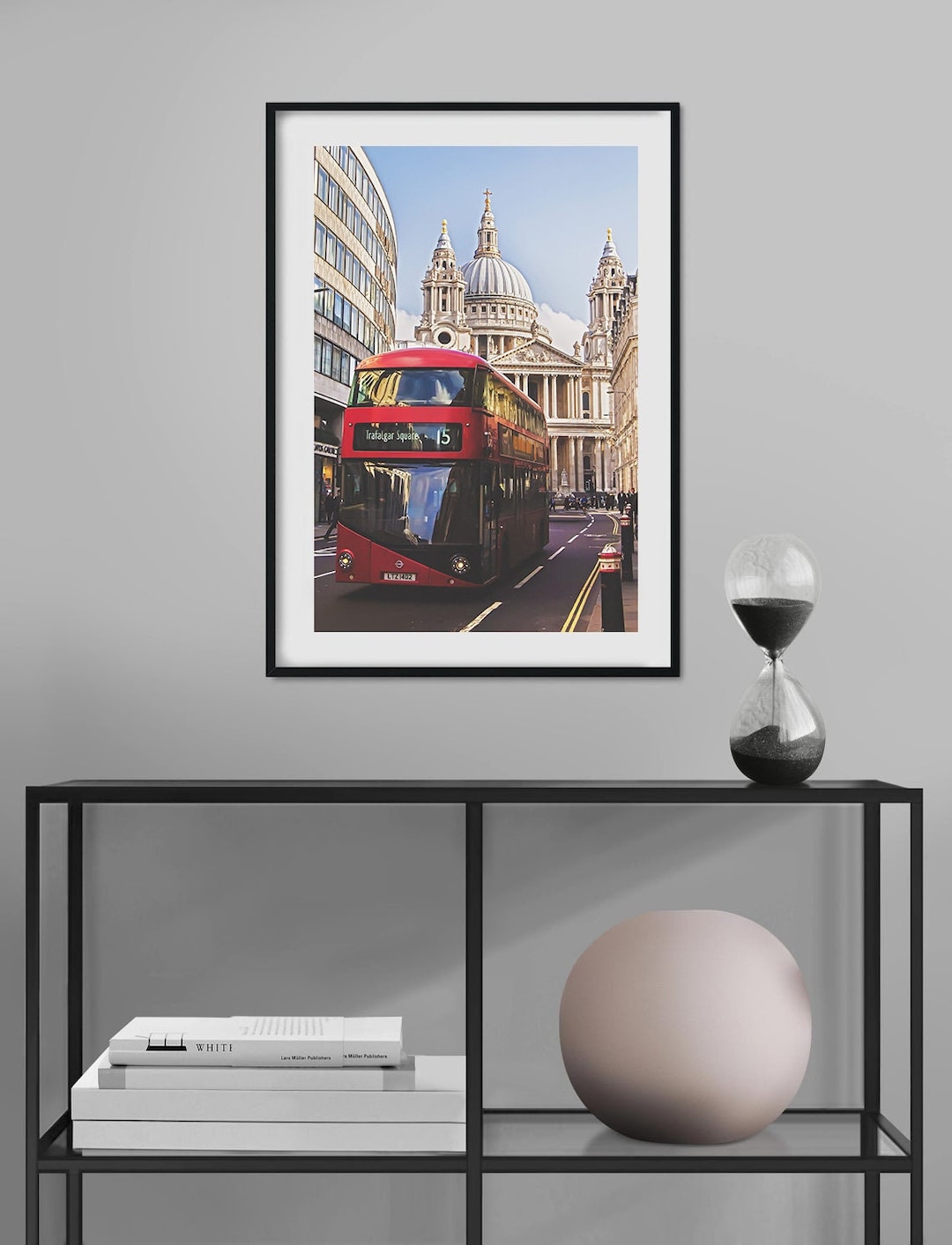 London Red Bus Print, Trafaugar Square, English Art Poster ...