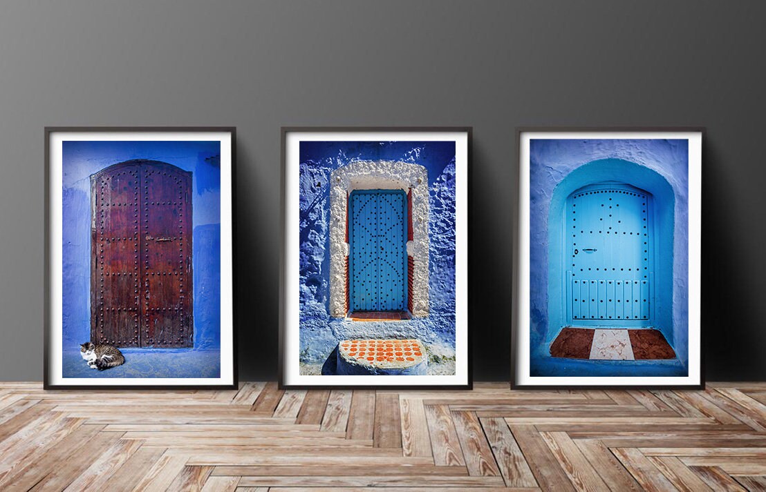 Blue Doors Wall Art Set of 3 Prints Digital Download Fine - Etsy