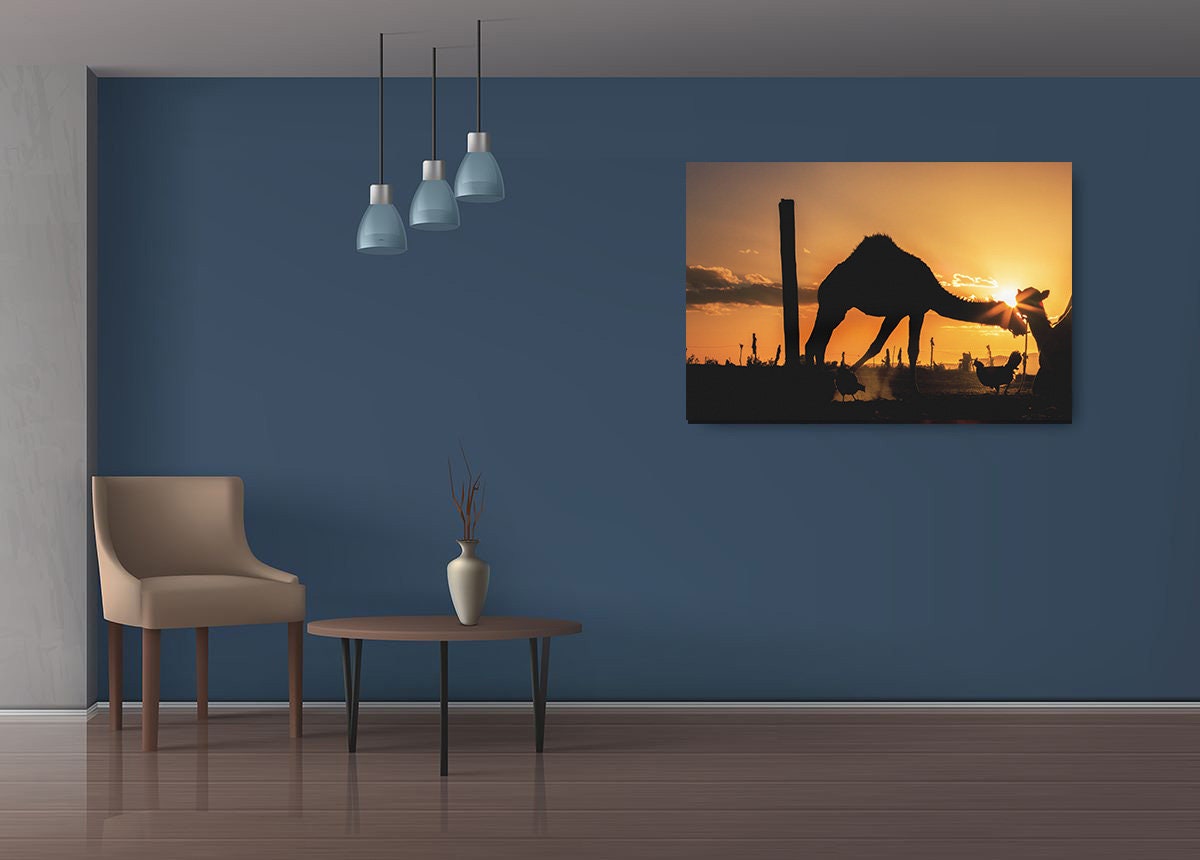 Camel Art Poster Sahara Desert Printable Sunset Pastel - Etsy