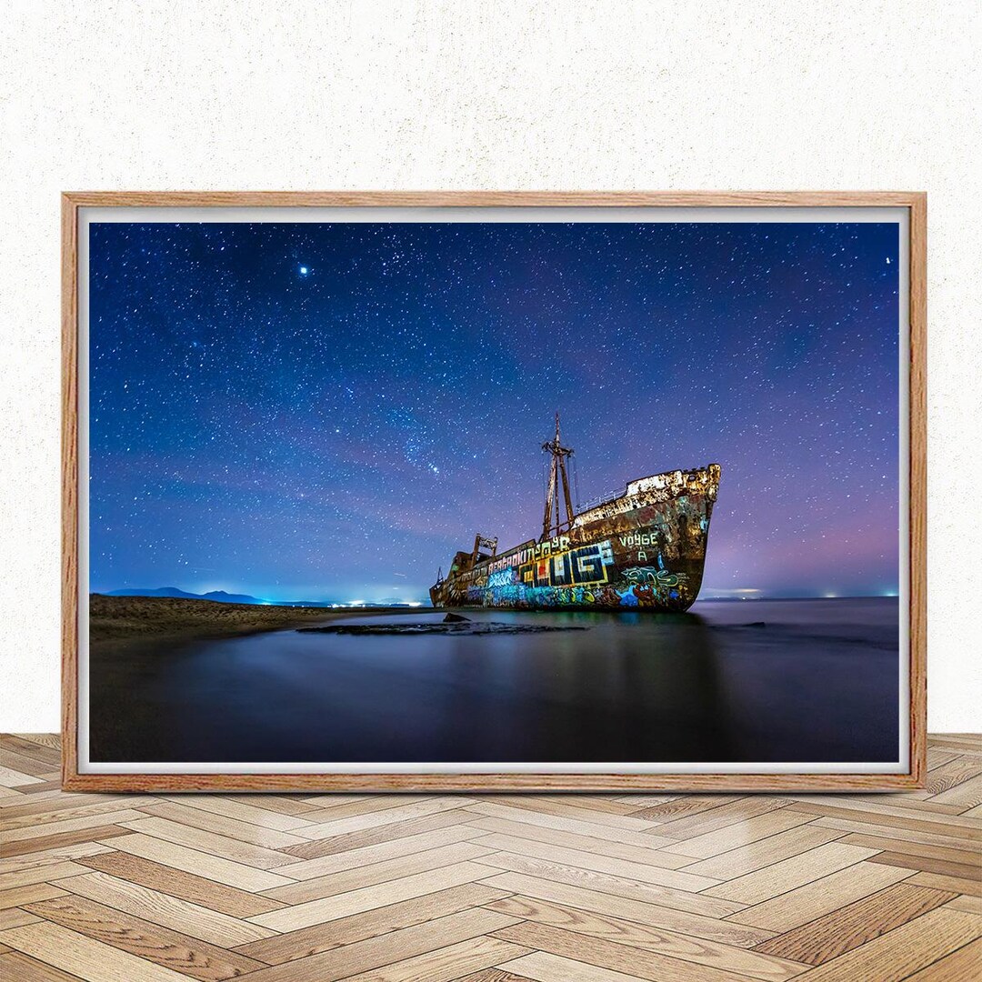 Shipwreck Beach Print, Coastal Night Sea Photography (digital Download ...