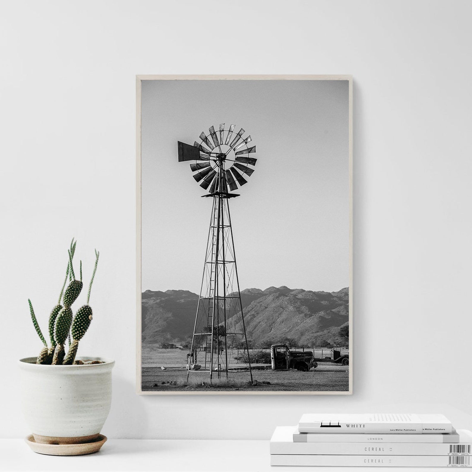 Windmill Art Print, Modern Farmhouse Printable, Farm Scenery, Rustic ...