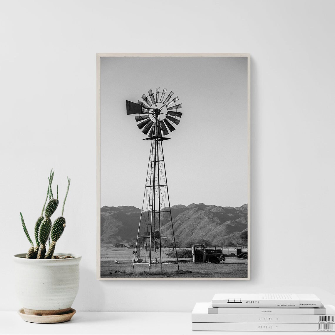 Windmill Art Print, Modern Farmhouse Printable, Farm Scenery, Rustic ...