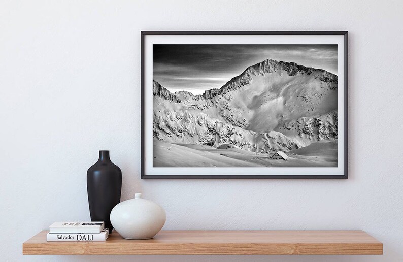 Winter Mountain Printable, Black and White Rocky Landscape, Fine Art ...