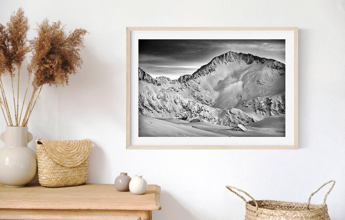 Winter Mountain Printable, Black and White Rocky Landscape, Fine Art ...
