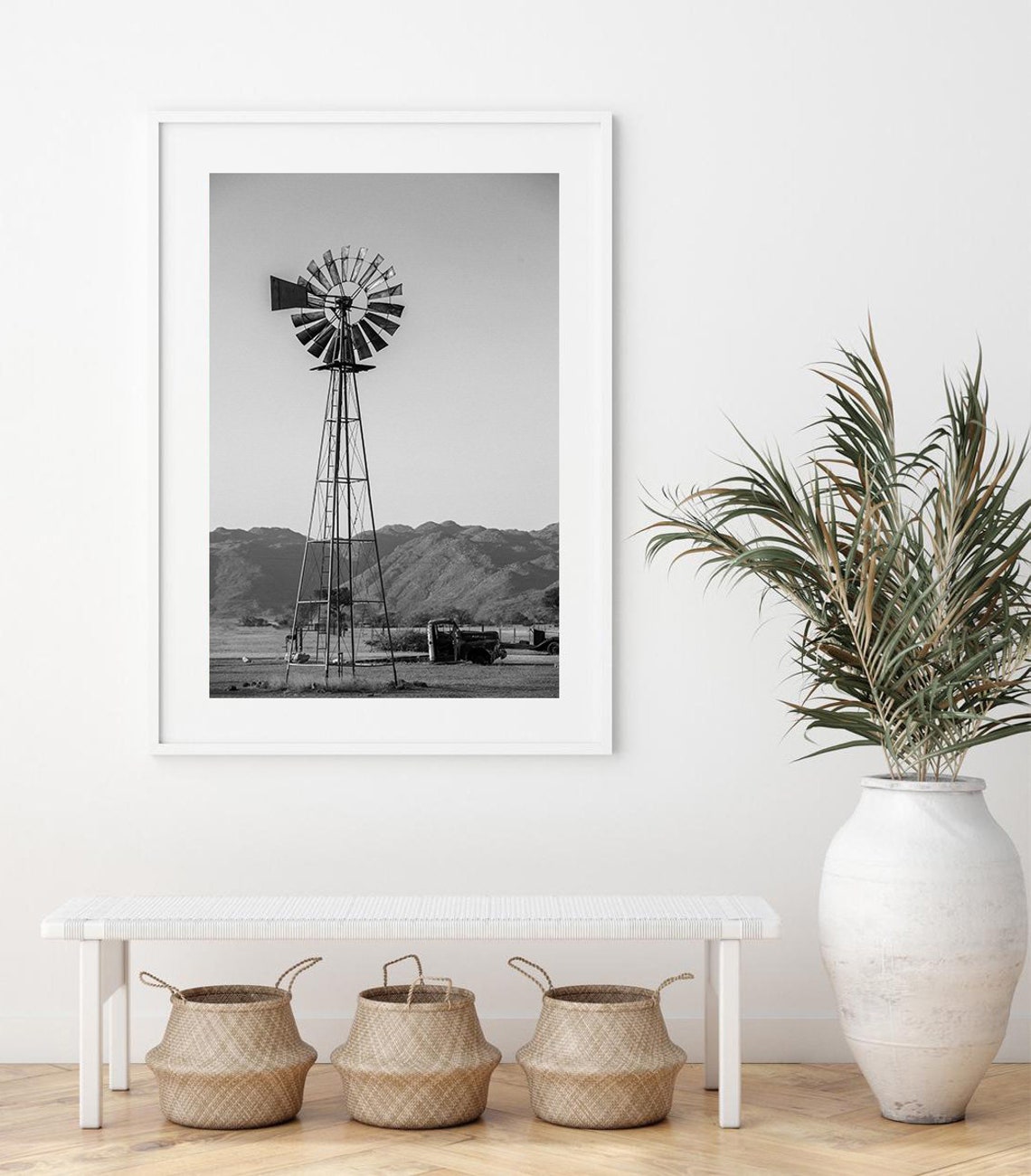 Windmill Art Print Modern Farmhouse Printable Farm Scenery | Etsy