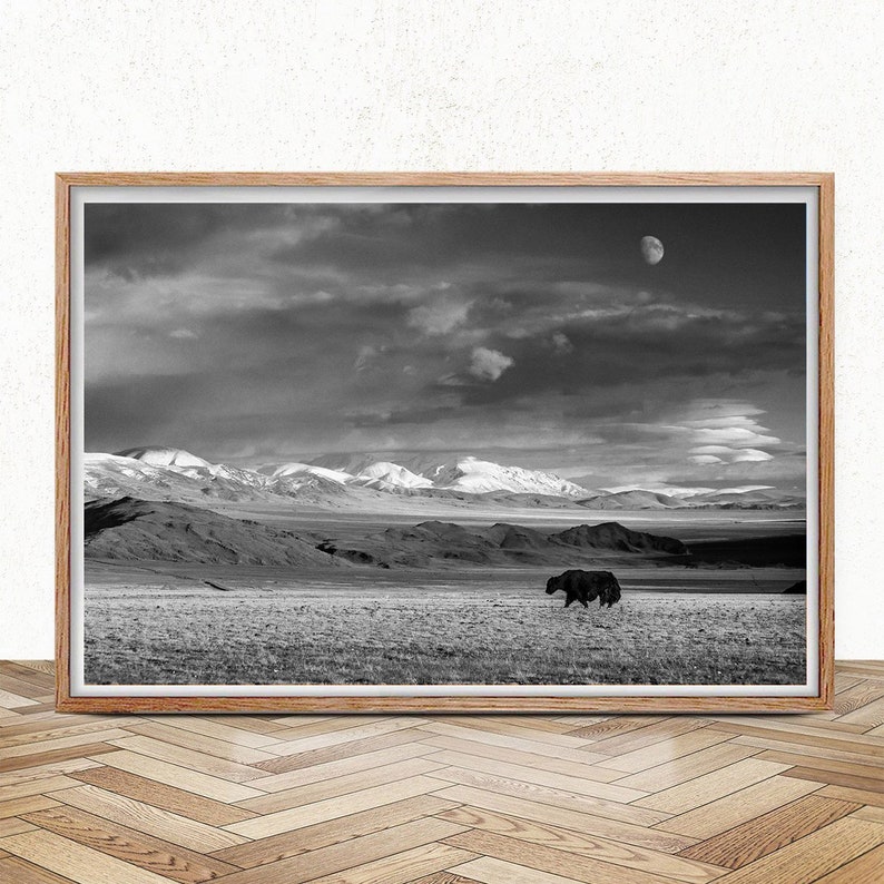 Mountain Landscape, Tibetan Yak Wall Art, Mongolia Printable, Travel ...