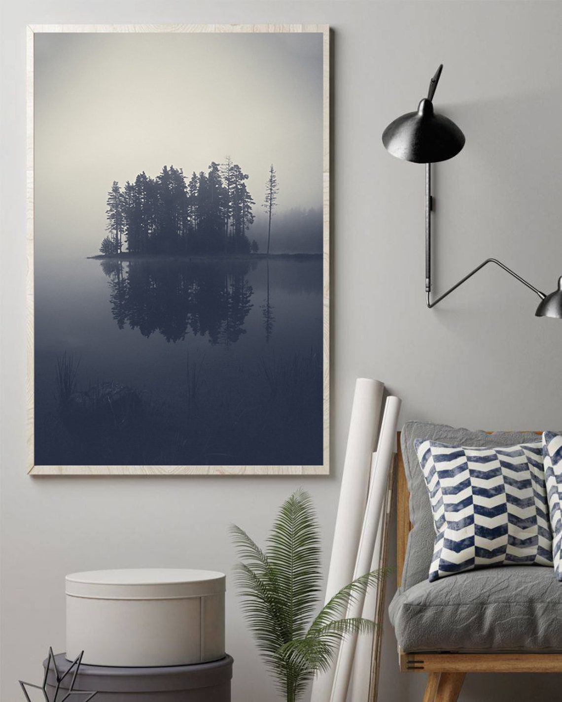 Mountain Lake Printable Foggy Coastal Print Instant - Etsy