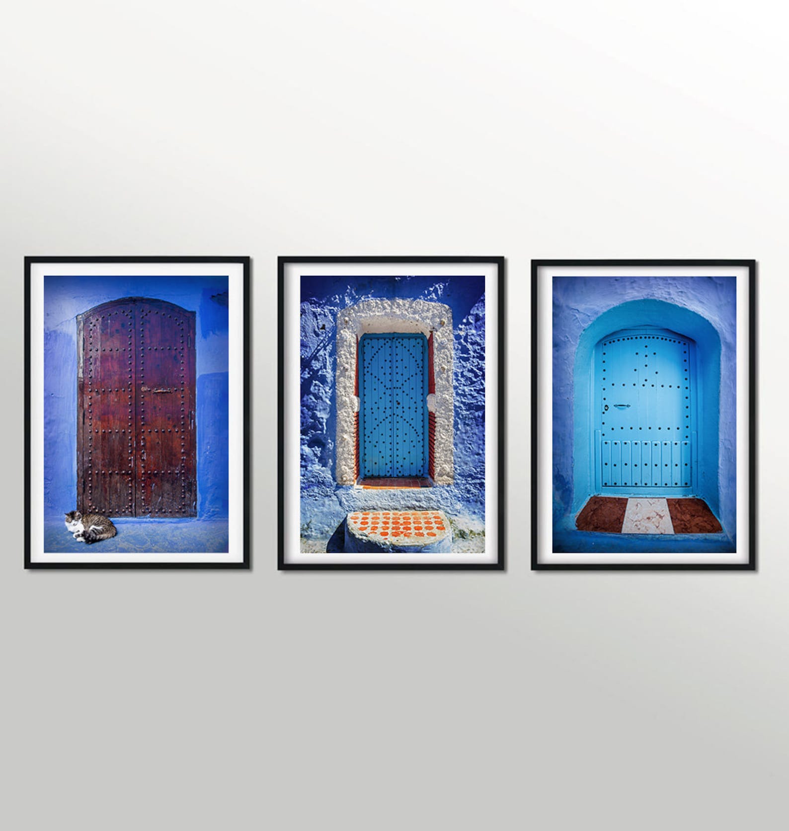 Blue Doors Wall Art, Set of 3 Prints, Digital Download, Fine Art Travel ...