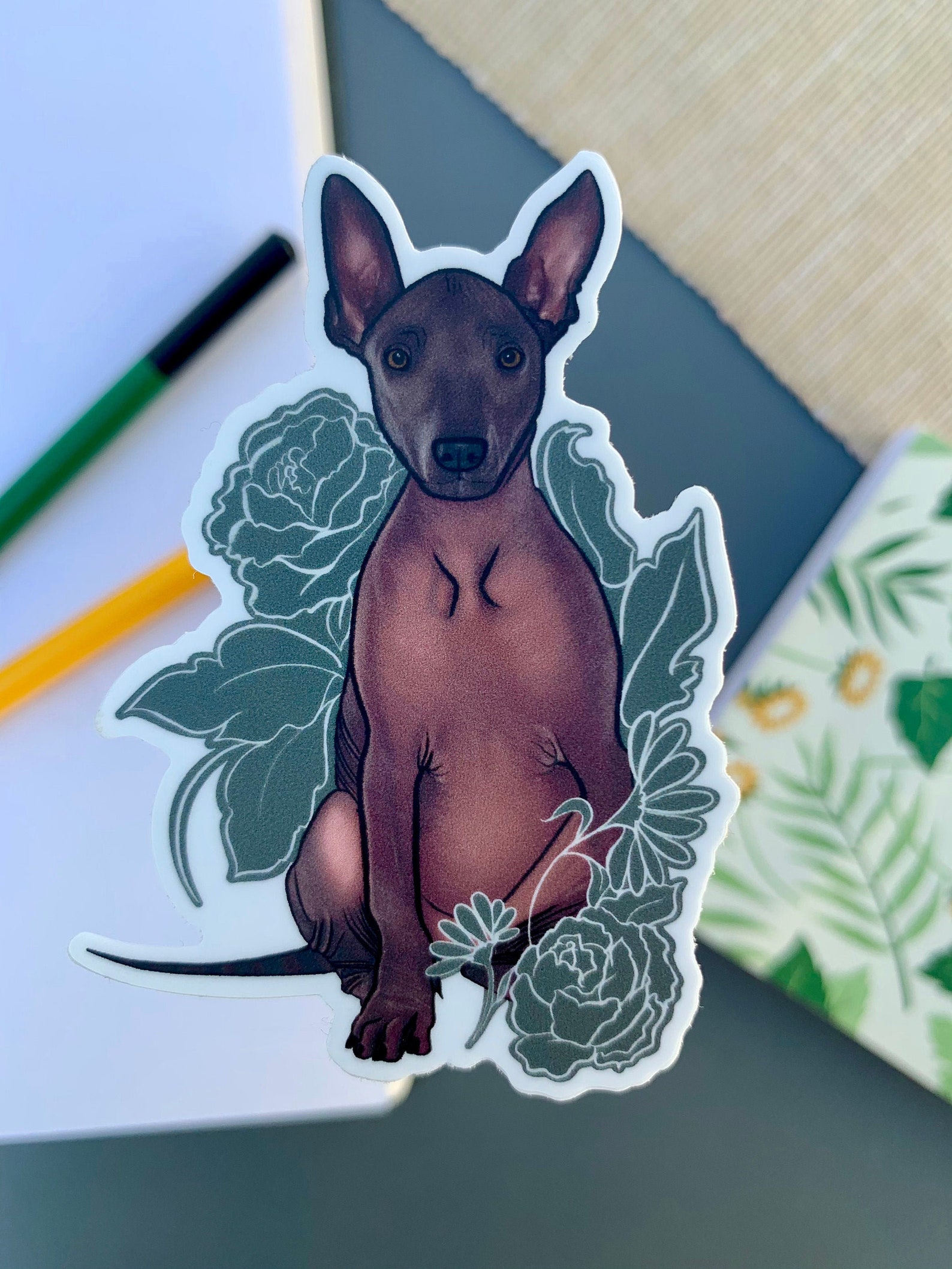Dog Sticker Xolo Dog Xoloitzcuintli Mexican Dog Brown Dog - Etsy