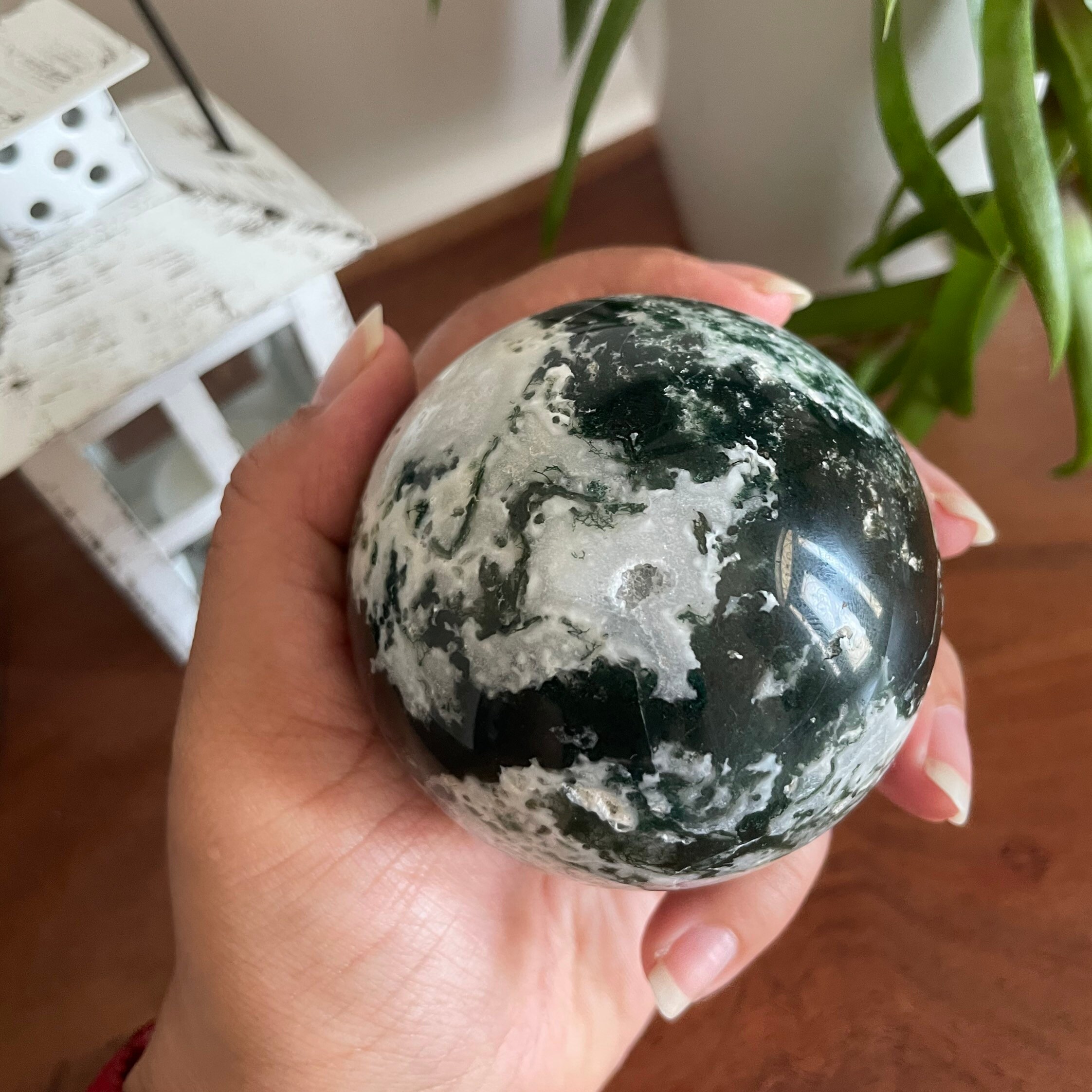Druzy Moss Agate Sphere Moss Agate Stone Moss Agate Natural | Etsy