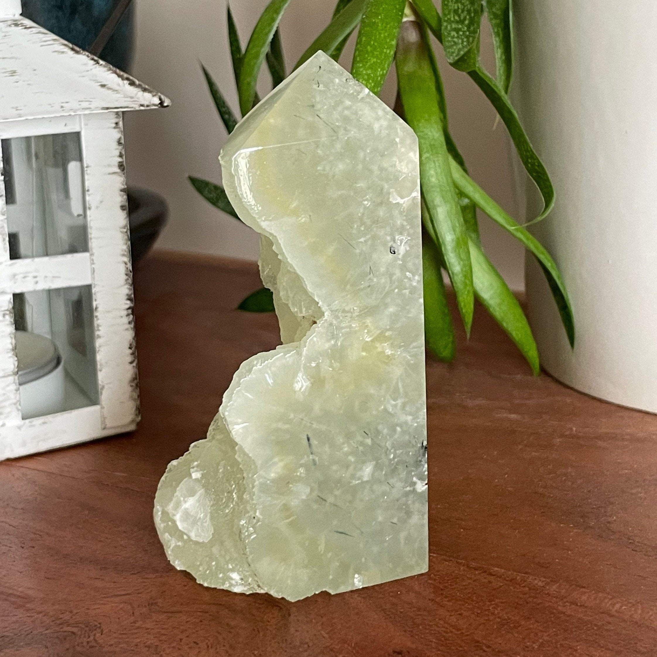Prehnite Semi Polished Raw Prehnite Tower Crystal | Etsy